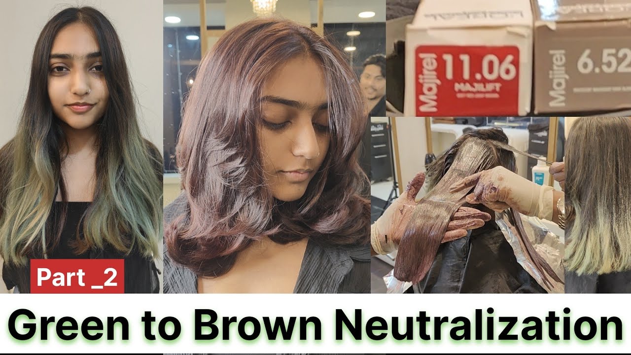 Green to brown neutralization hair color/color correction/for beginners ...