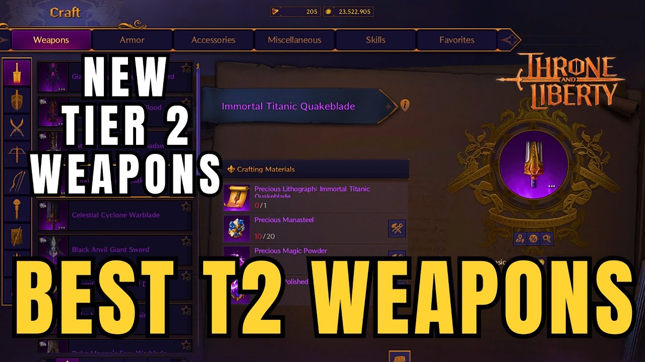 Throne and Liberty - Best Tier 2 Weapons Talandre - These New T2 ...