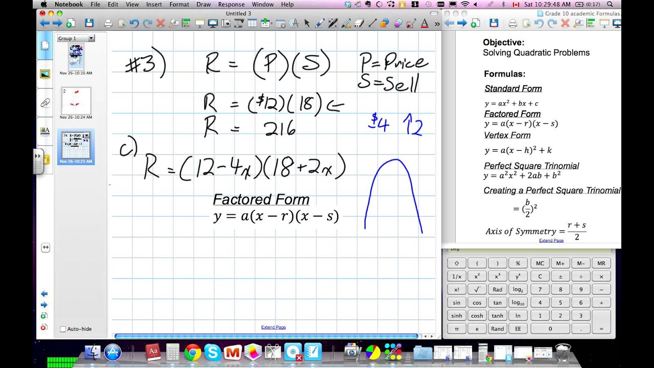 Solving Quadratic Problems by factoring Grade 10 academic Lesson 6 3 11 ...
