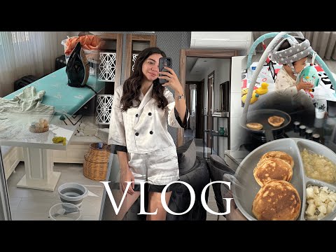 VLOG | TÜM GÜN EVDEYİZ | TEMİZLİK, ÜTÜ | EK GIDA BEBEK KAHVALTISI, PANKEK TARİFİ | MARKAMIN AÇILIŞI