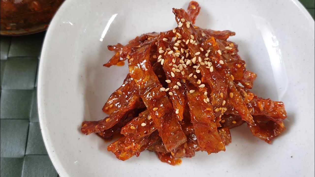 손이 가는 최애 밑반찬 쥐포채 볶음 해먹기 | Korean recipe _Stir-fried dried filefish ...