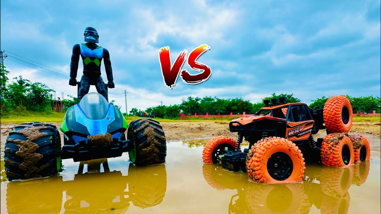 rc rock crawler 6x6 vs radio control Bike🔥| Fight rc vs rc | High Speed ...