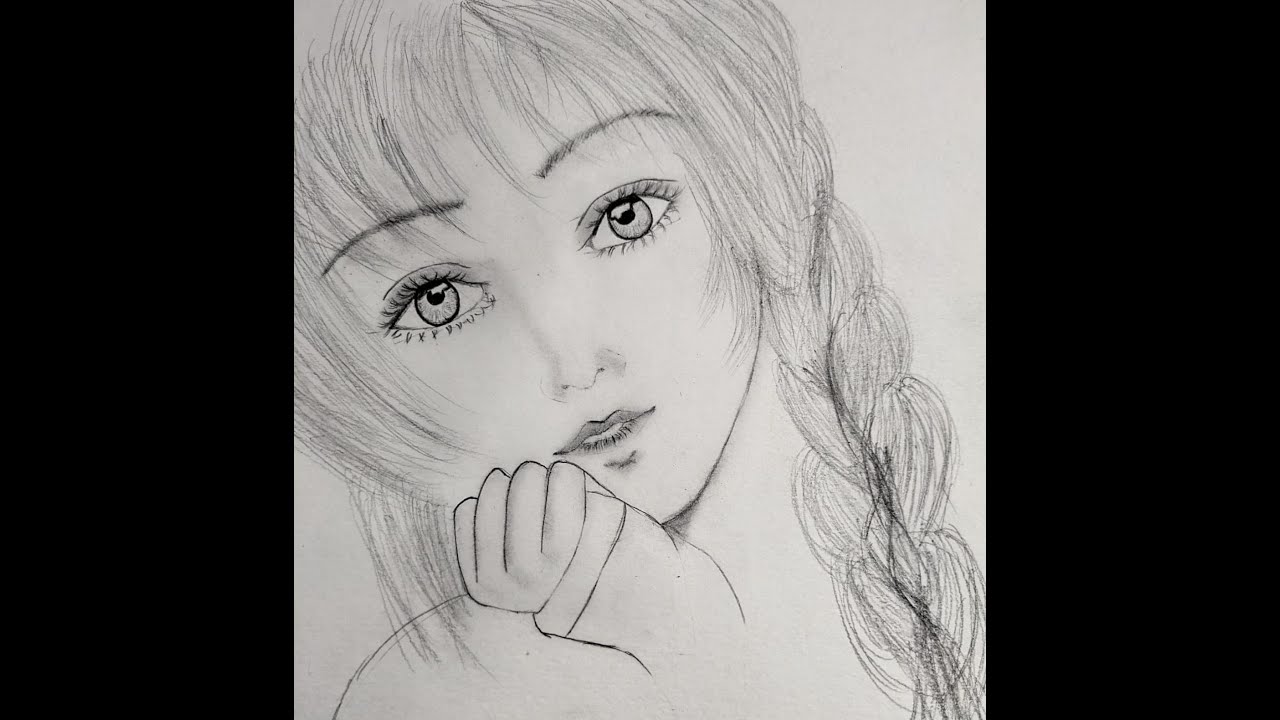 Draw a cute girl face | pencil sketch | Mounica Drawings | - YouTube