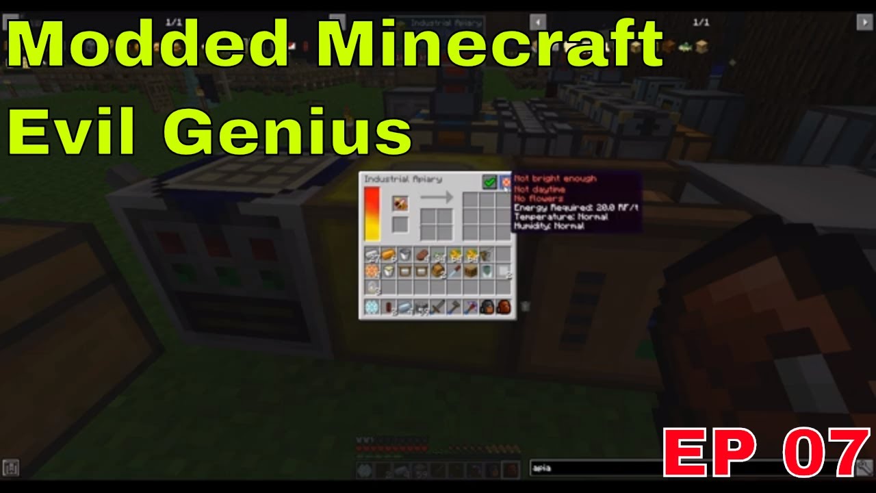 Modded minecraft "Evil genius" EP07 : Making apiaries! - YouTube