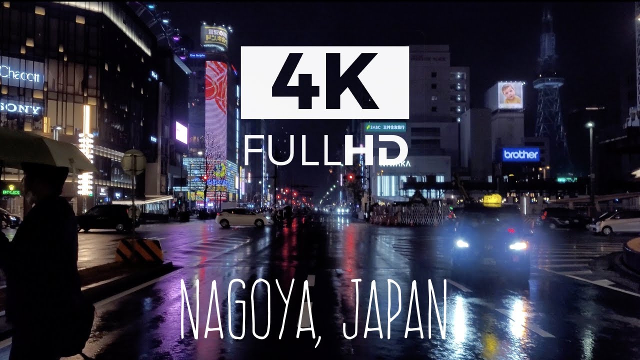 4K - Japan Night Rain Walk | Sakae - Nagoya, Japan | Rain Sounds and ...