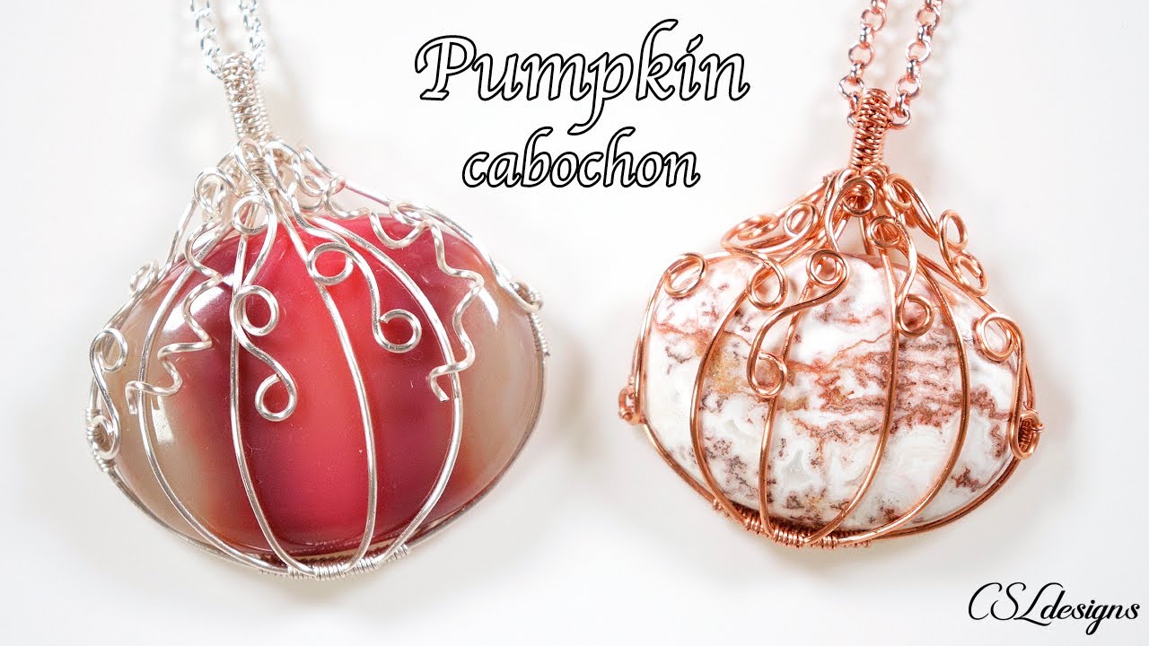 Pumpkin wirework cabochon pendant tutorial - YouTube