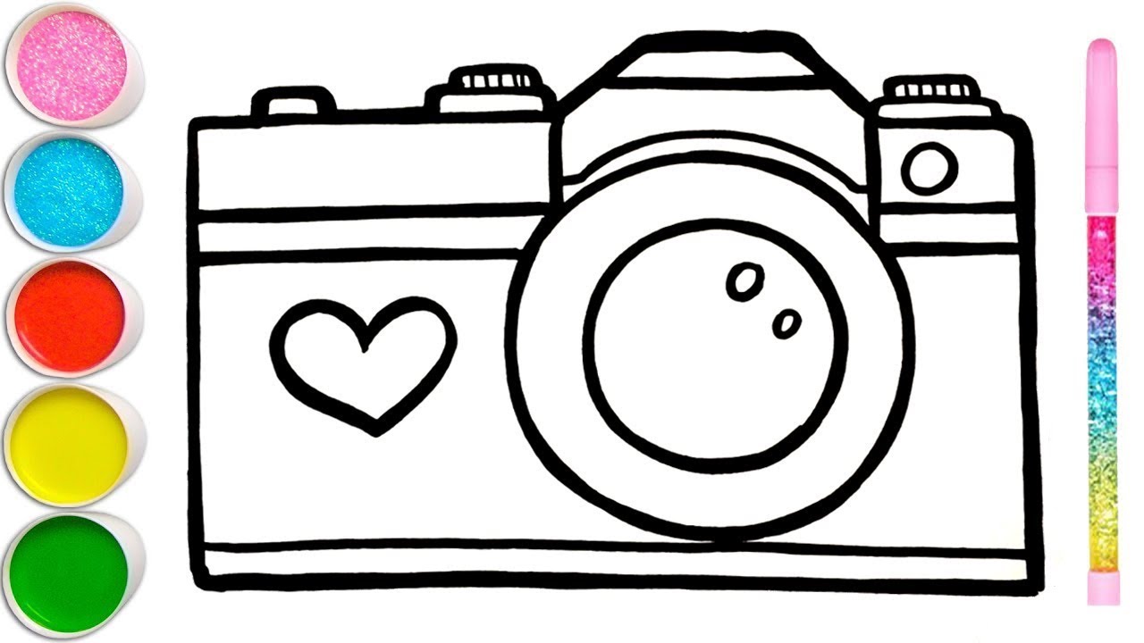 How to Draw 📷 Cute Camera, Easy Camera Coloring for Kids | Learn Colors ...