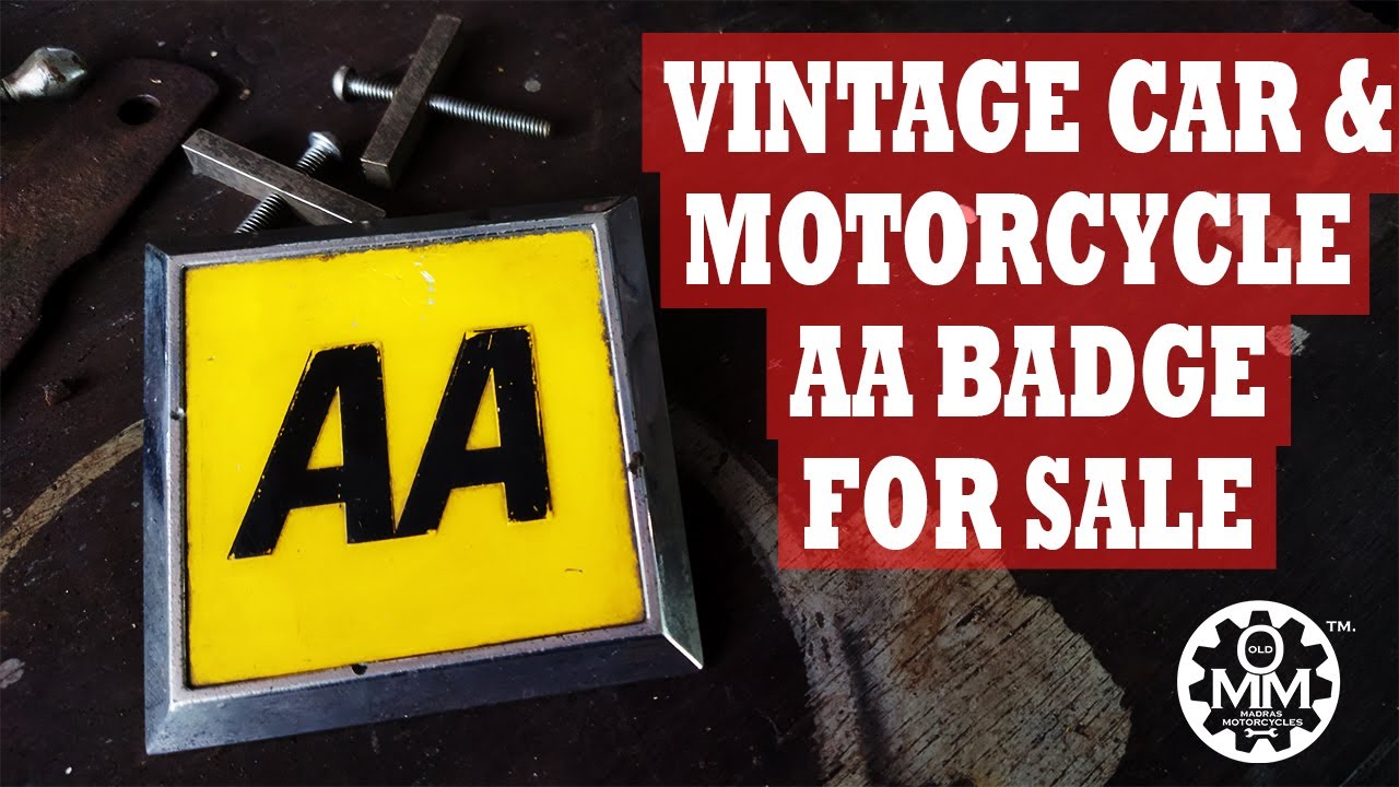 VINTAGE MOTORCYCLE CAR AA BADGE FOR SALE - YouTube