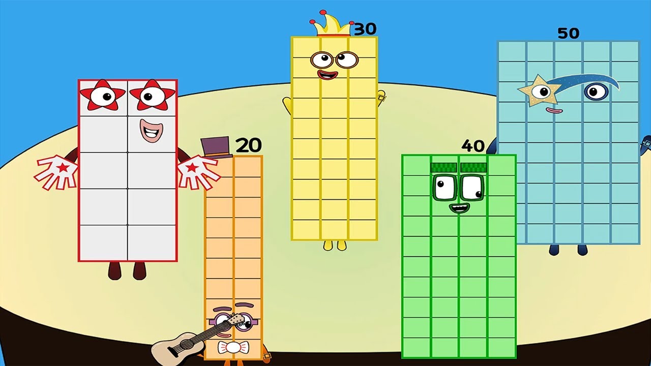 Numberblock 51 To 59!Numberblocks band but 10 times bigger - YouTube