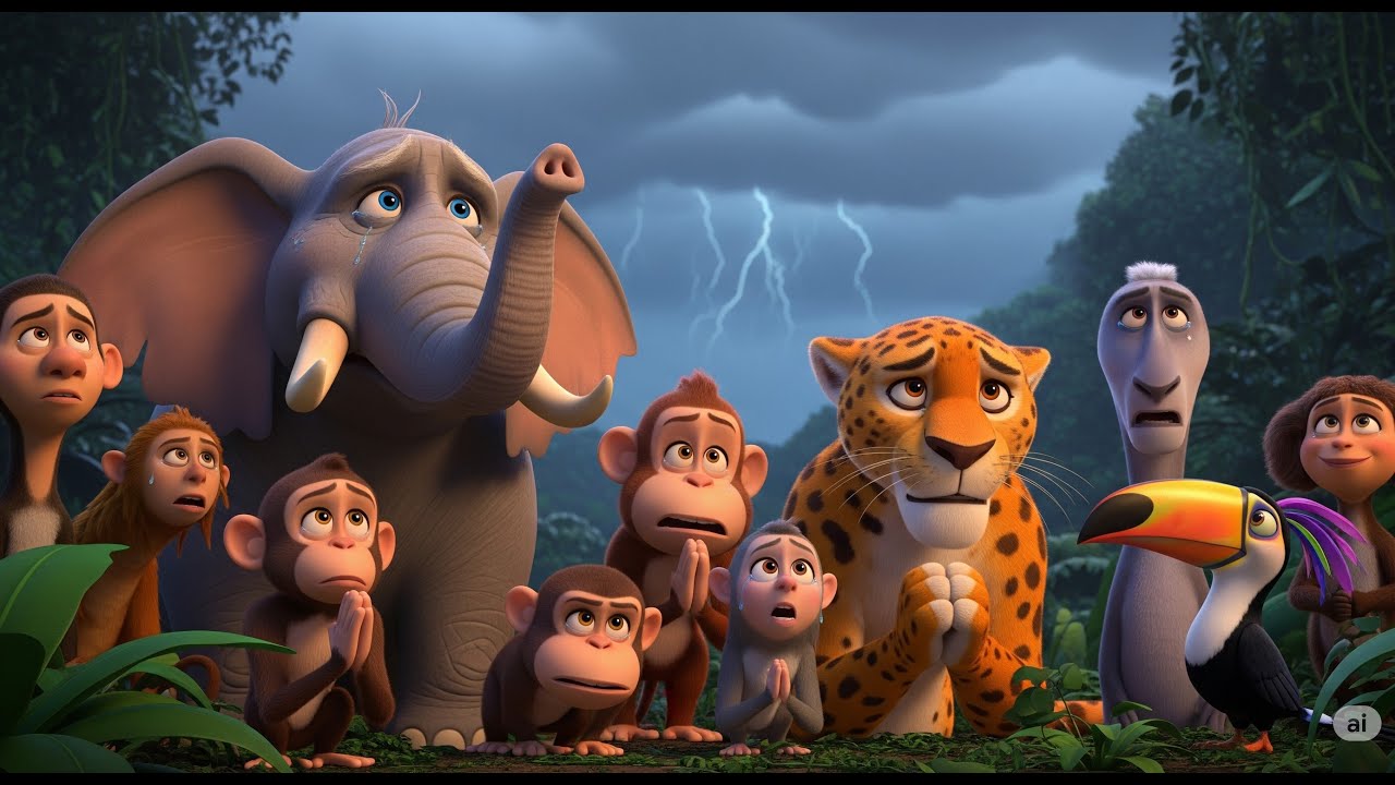 Jungle Fire. জঙ্গলে আগুন#ai #trending #sad #cartoon #animation #animals ...