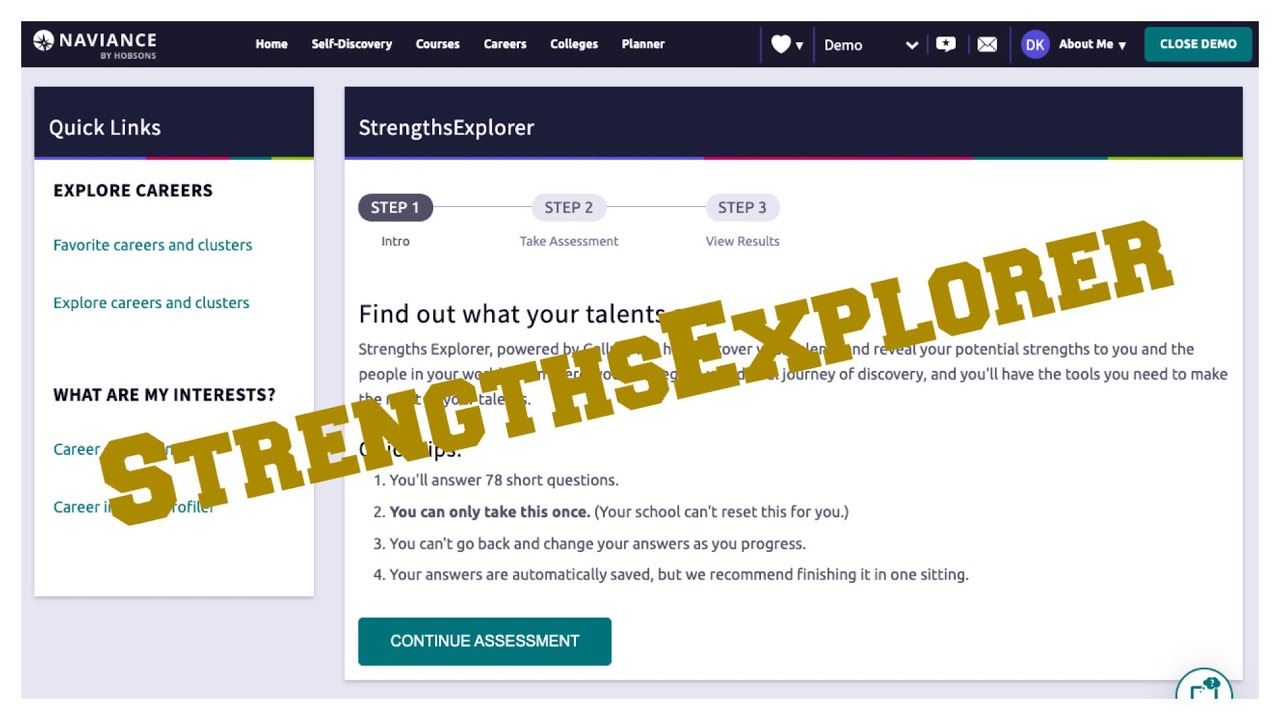 StrengthExplorer Assessment in Naviance - YouTube