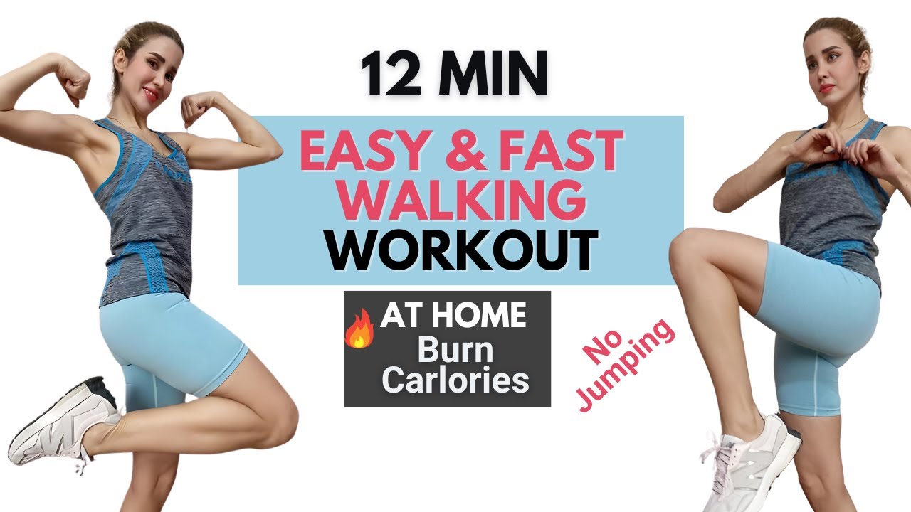 Easy and Fast 12 min walking fat loss and burn calories workout routine at Home - No jumping ...