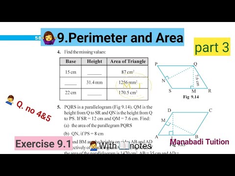 7th class maths Chapter 9|🤷‍♀️Perimeter and Area |🙋‍♂️Exercise 9.1| Q ...