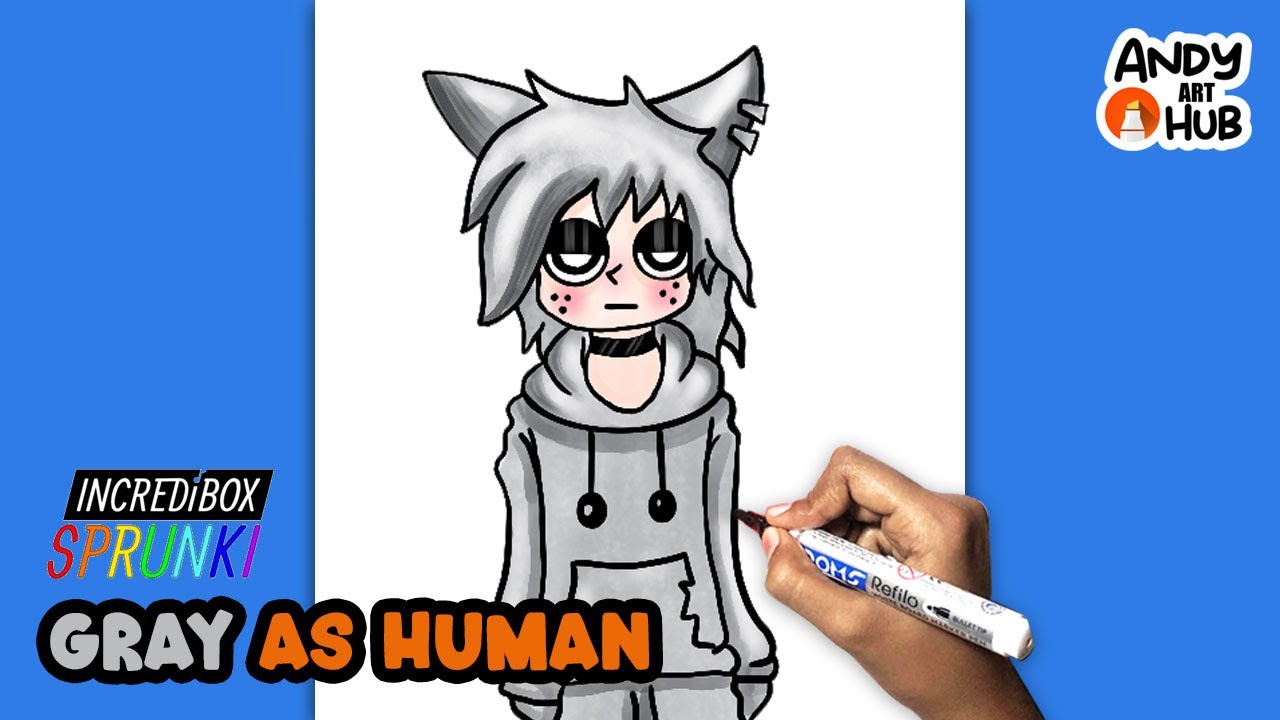 🖤🤍How to Draw Sprunki Gray (Incredibox) as a Human ️ | Step-by-Step ...