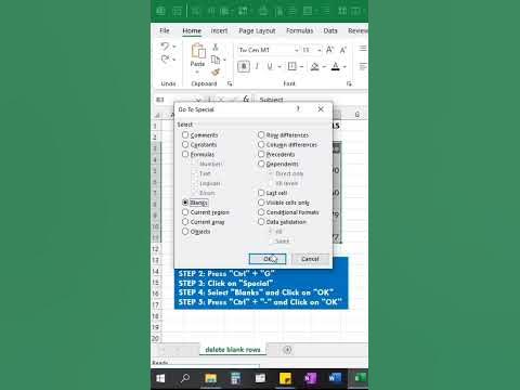 Delete All Blank Rows in a Table - MS Excel 2021 #short - YouTube