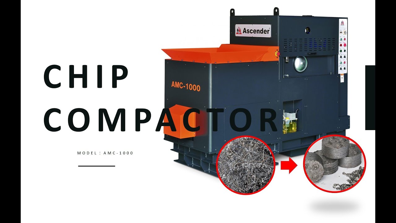 AMC-1000 鐵屑壓縮機/chip compactor /recycle machine - YouTube
