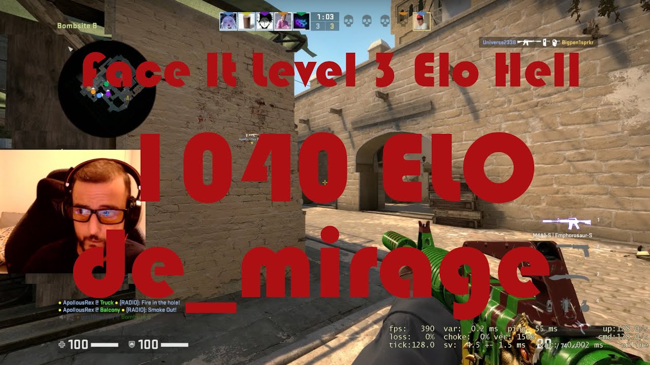 Face It Level 3 Elo Hell - Road to Level 4 - de_mirage - 1040 ELO - YouTube