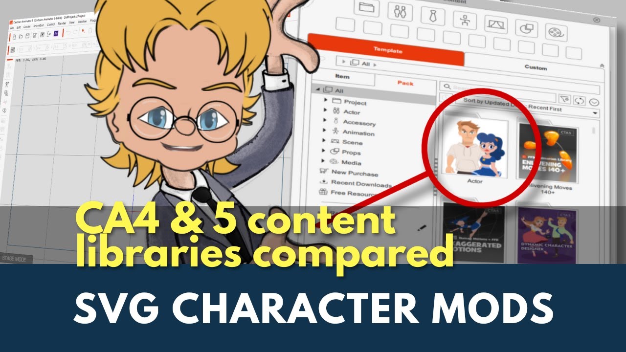Cartoon Animator 4 & 5 Content Library Manager Compared | G3-SVG ...