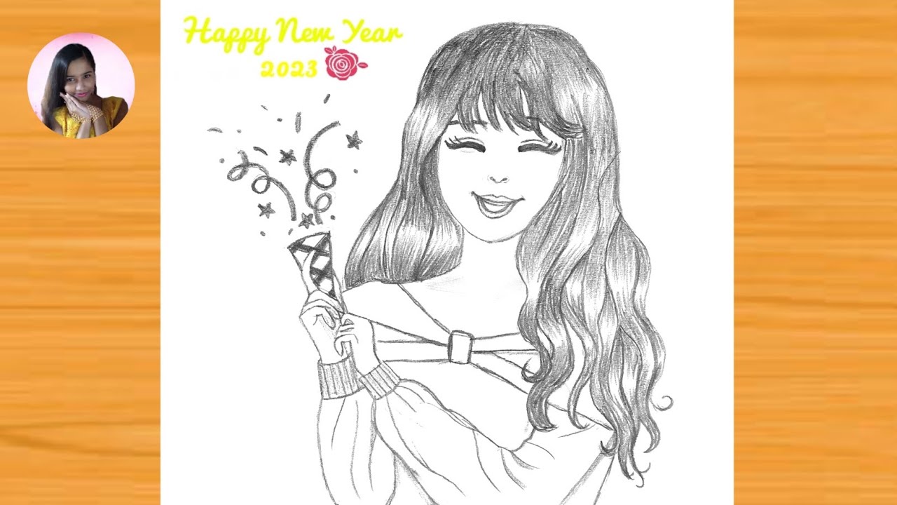New Year Drawing 2023 || How to draw a Celebration girl || How to draw ...