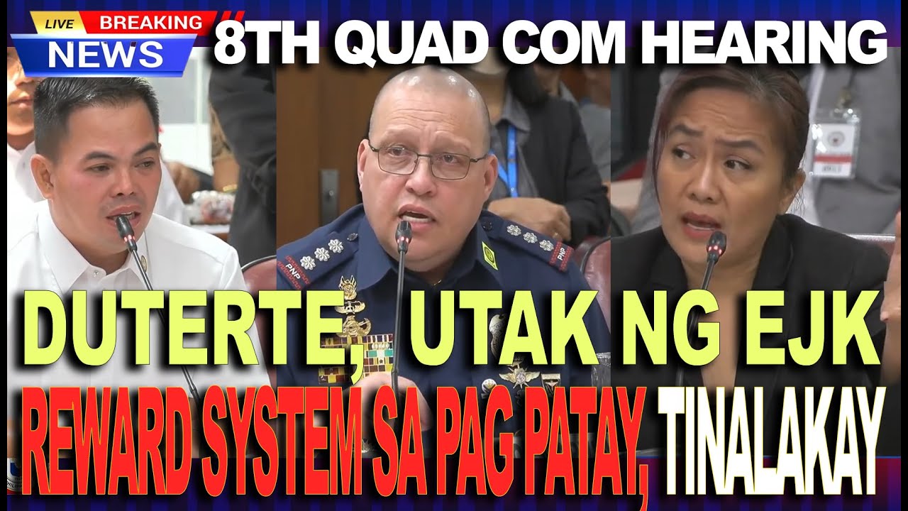 8th QuadCom Investigation: Duterte Dawit Sa EJK, Garma Umamin ng Reward ...
