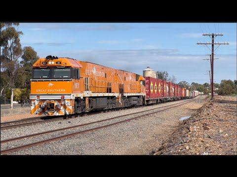 Massive Freight Trains In The Australian Outback NSW. Double Stacked ...