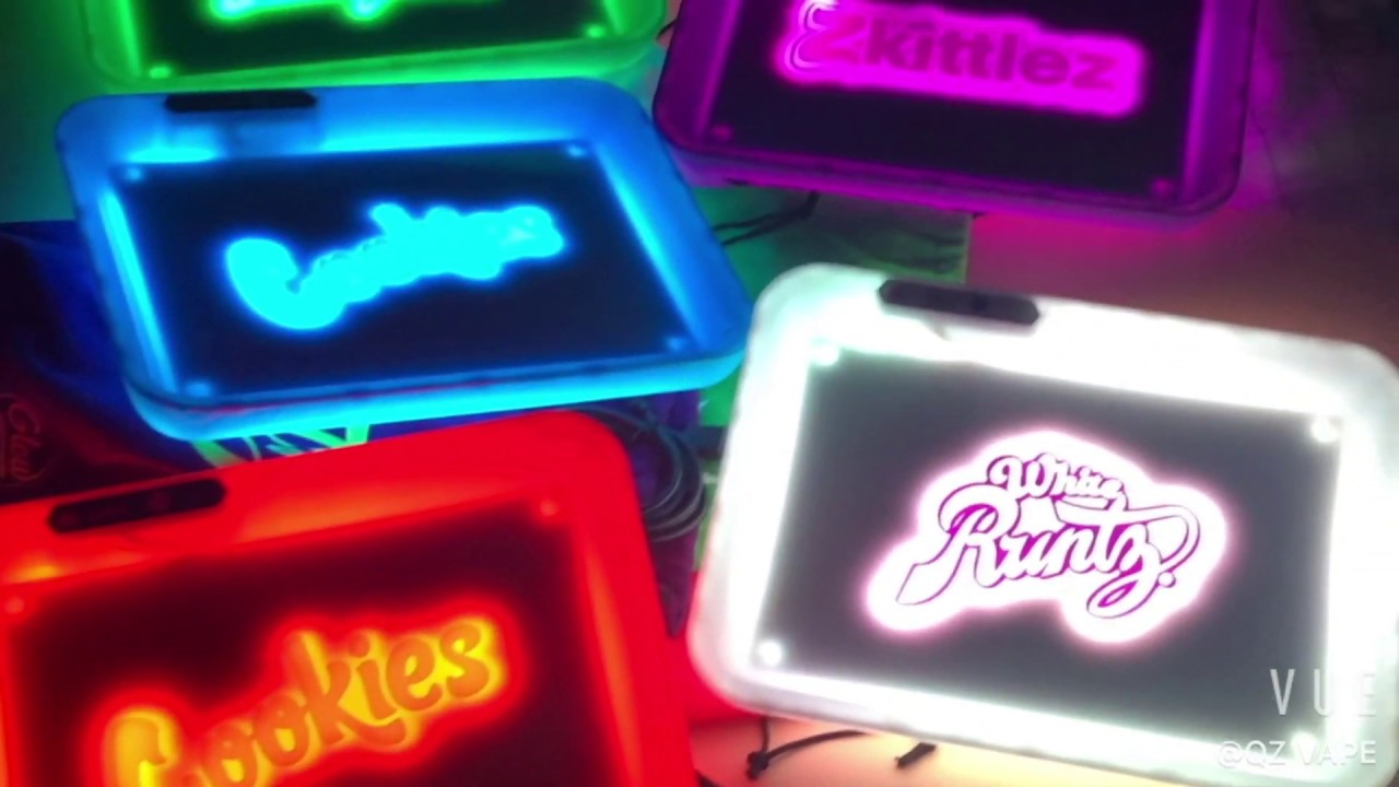 Cookies Runtz Zkittlez Alien labs LED glow rolling tray lit up tray ...