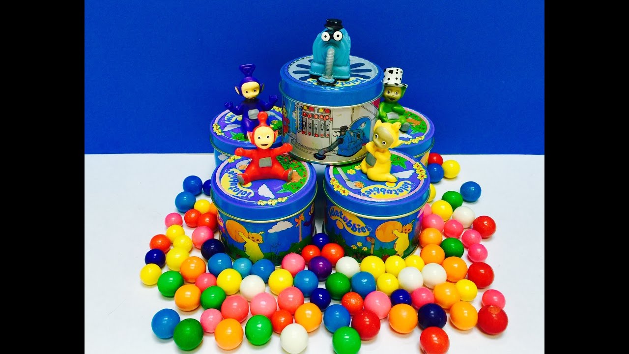 TELETUBBIES Tins RAINBOW Gumball Counting! - YouTube