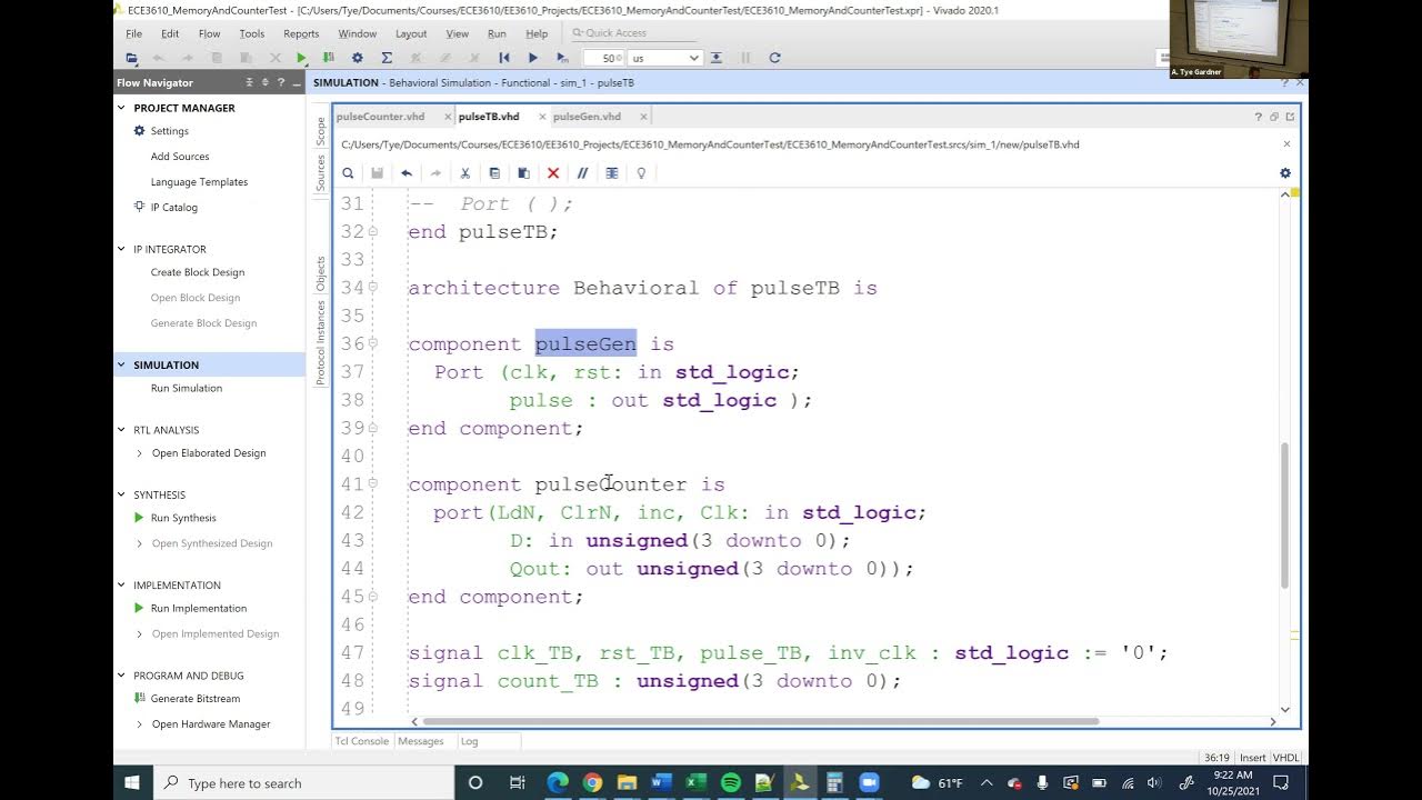 ECE 3610 I2C, VHDL Counters, Lab3 10/25/21 - YouTube