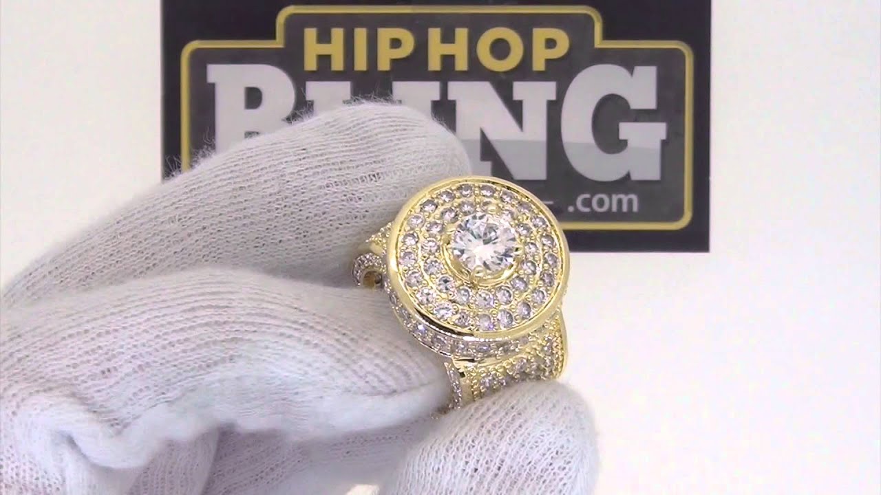 Gold Cluster Bling Bling Ring | Hip Hop Jewelry - YouTube