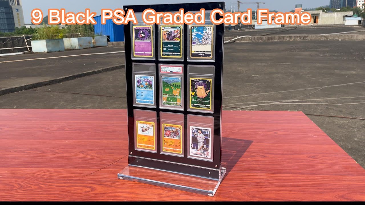custom acrylic 9 PSA graded card display frame with stand - YouTube