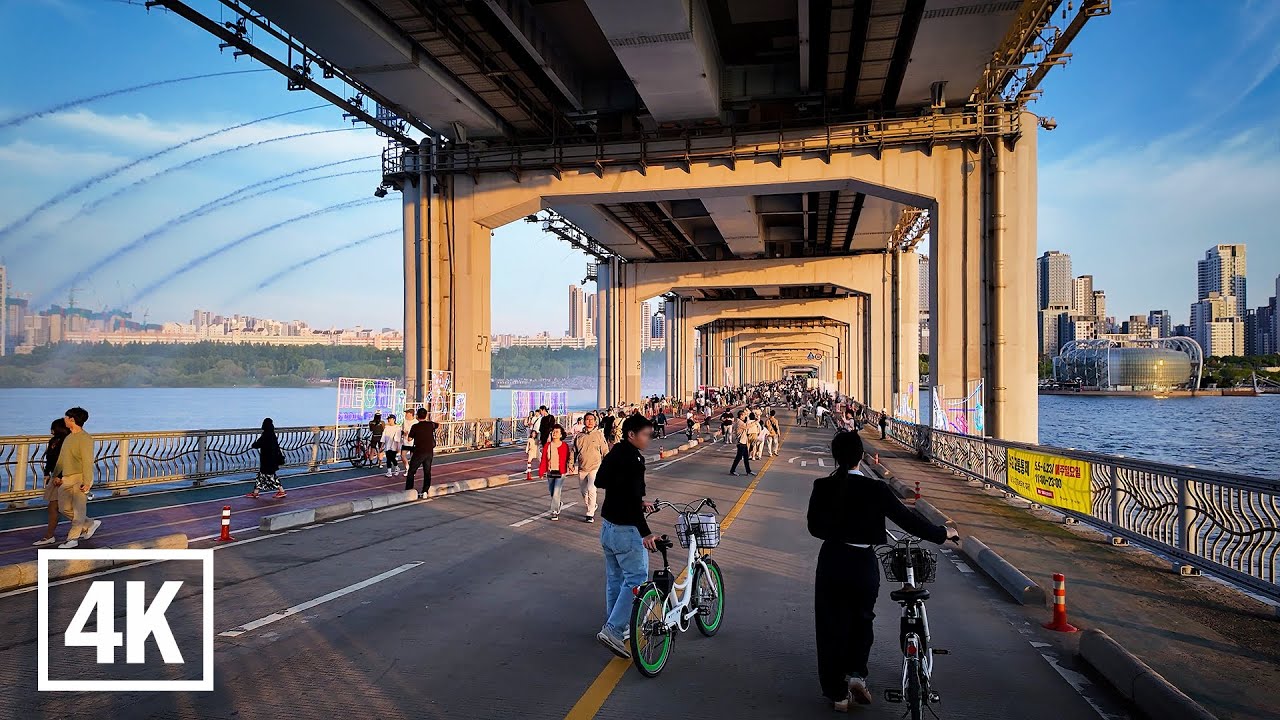 🌜Night Walk, Jamsu Bridge Walking Festival - Hangang, Seoul l 4K HDR ...