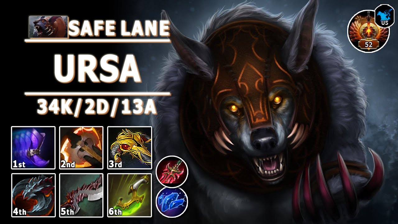 Ursa Safe Lane Carry | 7.32d | dnm Pos 1 Ursa Play | Dota 2 Immortal ...