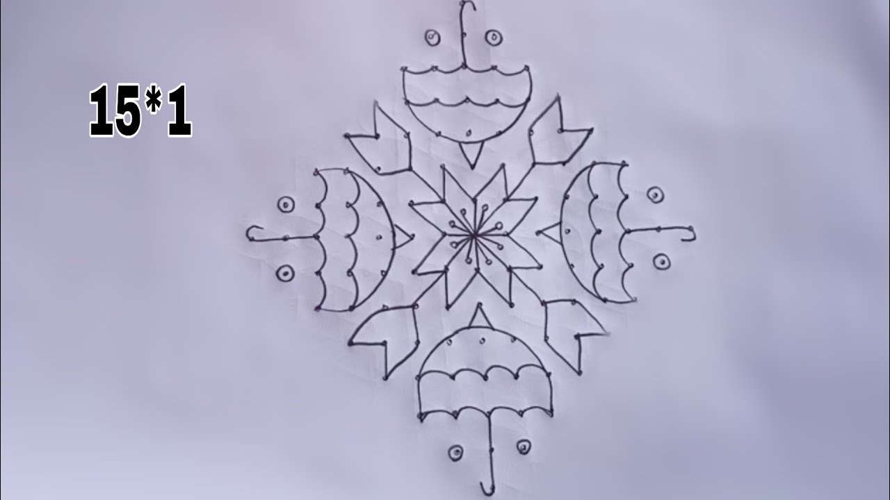 15*1 dots begginers rangoli||easy rangoli||BY MY RANGOLI - YouTube