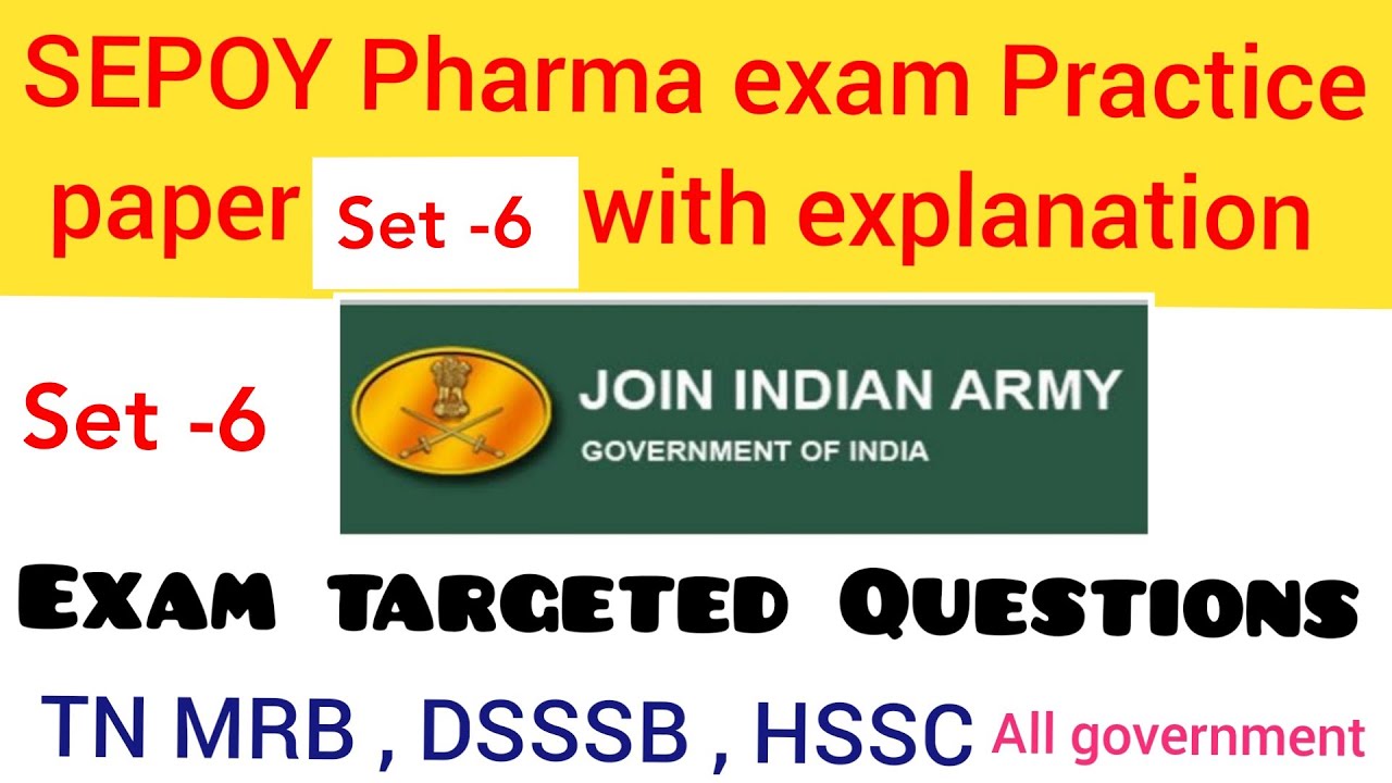 Sepoy Pharma Exam Practice Set 6 / Pharmacist exam preparation / AIIMS ...