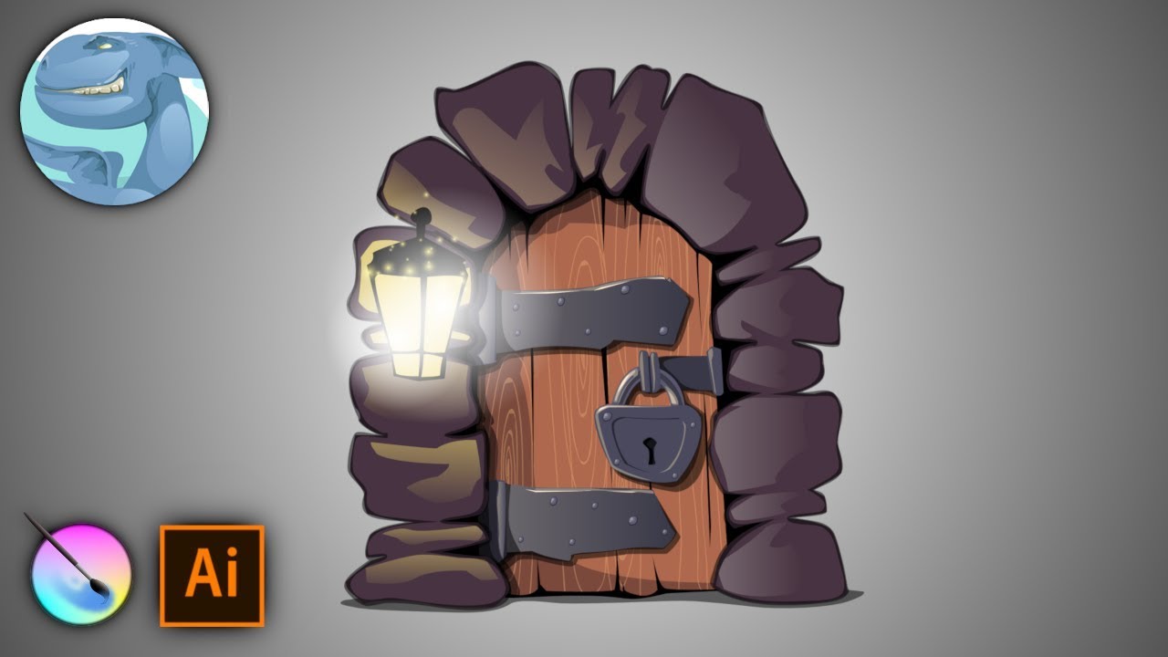 Old door. Adobe Illustrator vector art. - YouTube