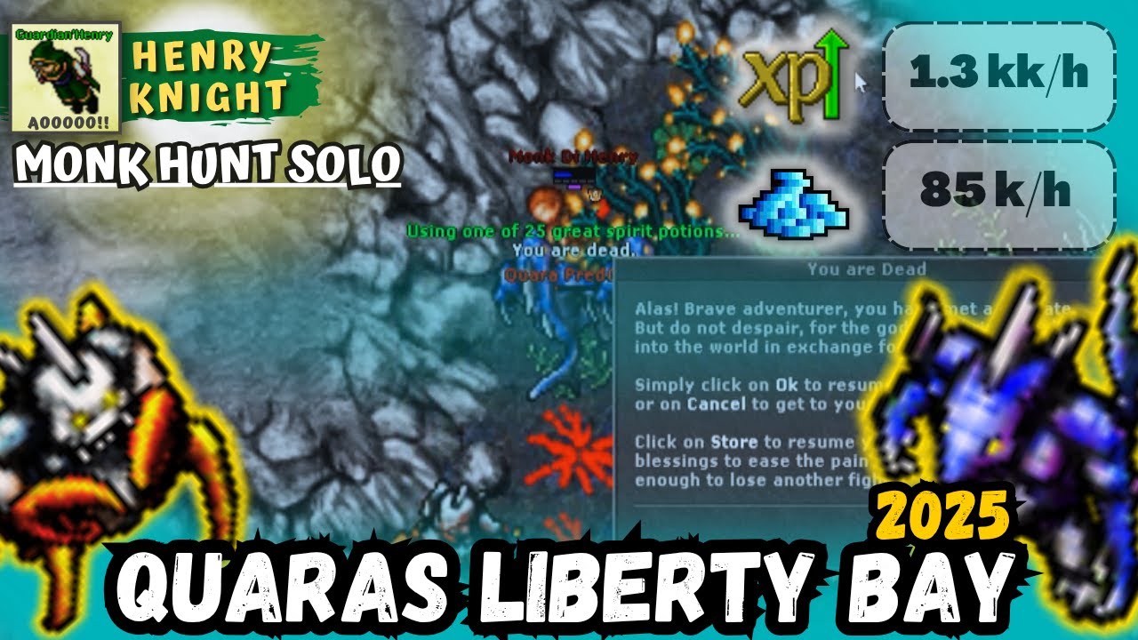 Tibia: MONK LV 95 Hunt Solo QUARAS em LIBERTY BAY (VANDURA QUARA CAVES ...
