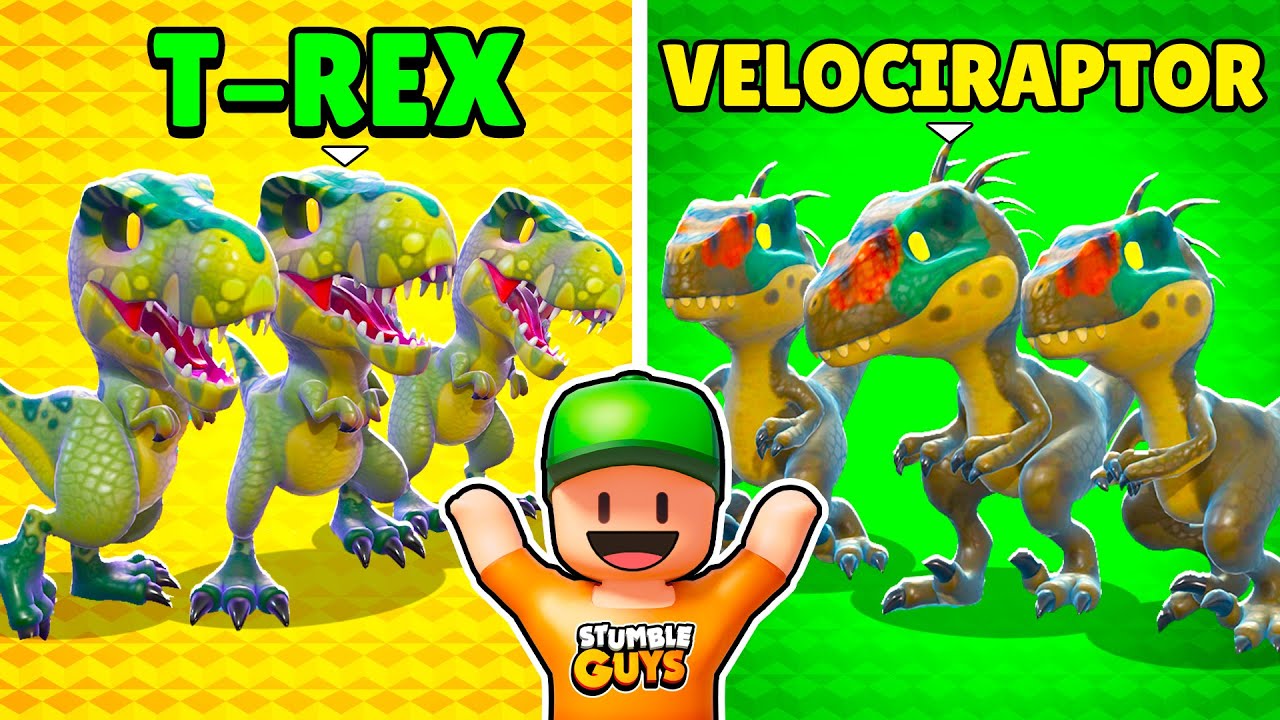 BATALLA de SKINS *T-REX vs VELOCIRAPTOR* en STUMBLE GUYS! 🦖😱 JURASSIC ...