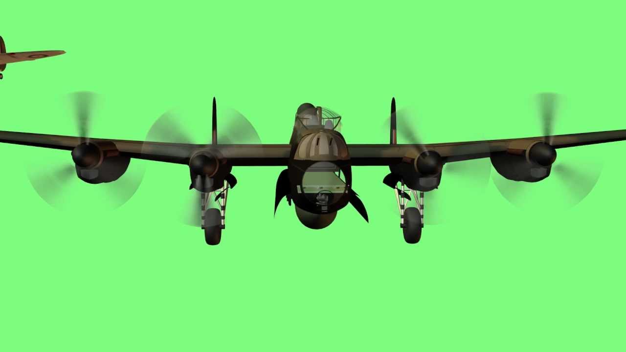 Lancaster Heavy Bomber World War II 2 spitfire green screen animation ...