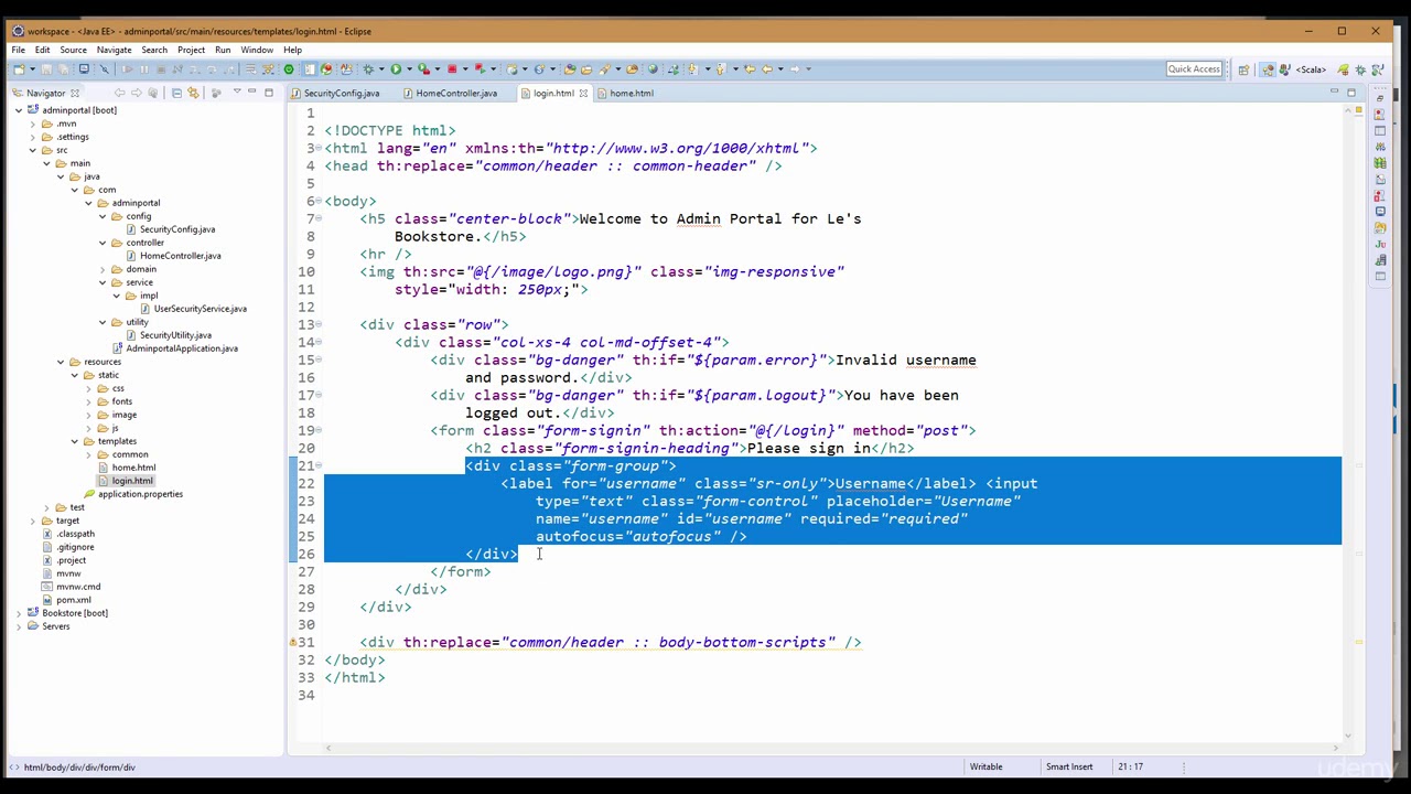 Complete E Commerce Course Javaspringhibernate And Mysql Adminportal Login Page Youtube