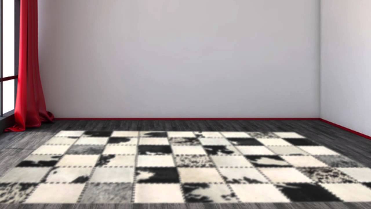 Patchwork Cowhide Rug Black And White - POSH RUG - YouTube