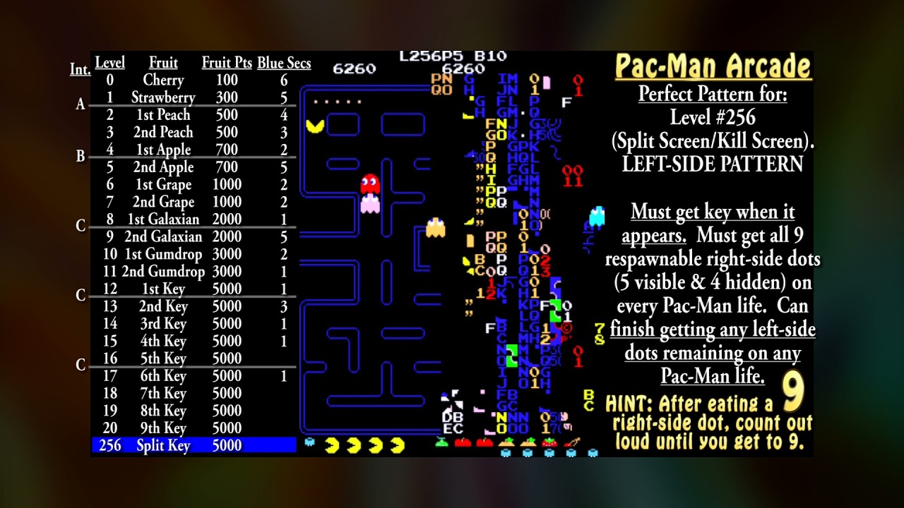 Perfect Pac-Man Patterns (Level 256: Split Screen/Kill Screen) - YouTube