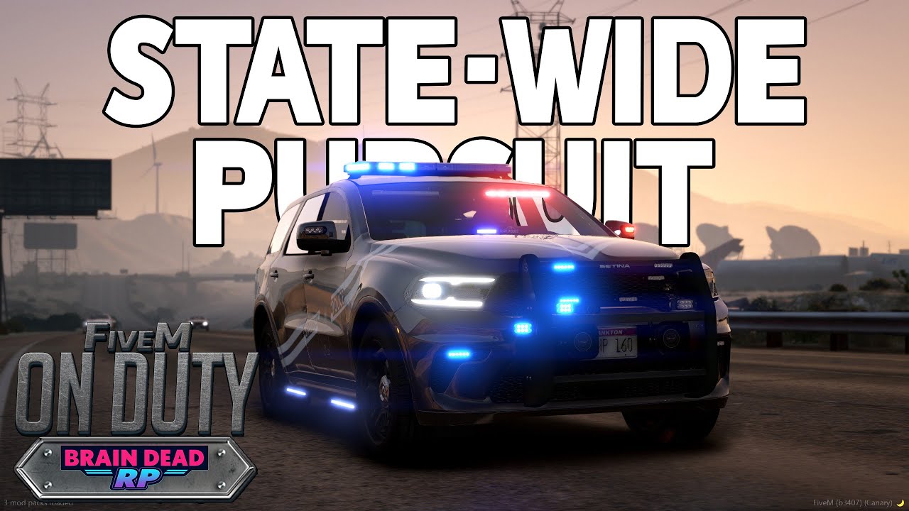 State-Wide Pursuit | FiveM On Duty: Brain Dead RP - YouTube