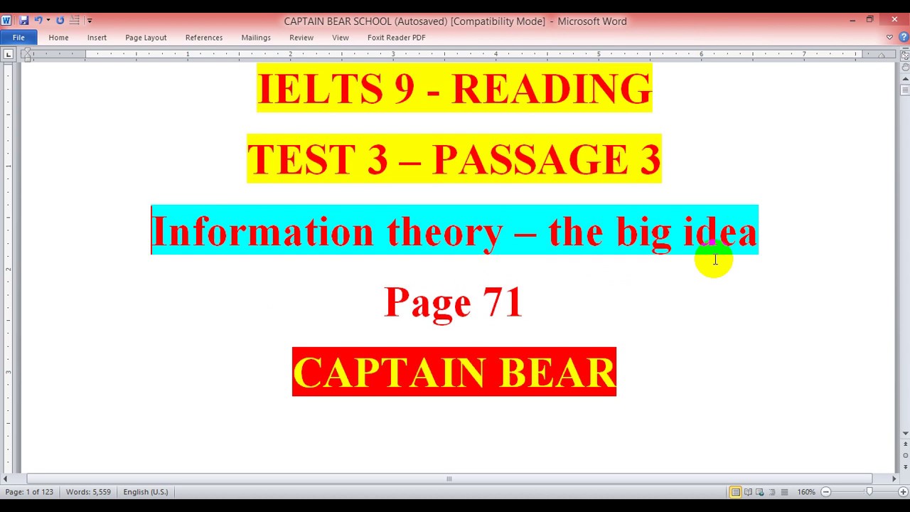 READING - IELTS 9 - INFORMATION THEORY - THE BIG IDEA - YouTube