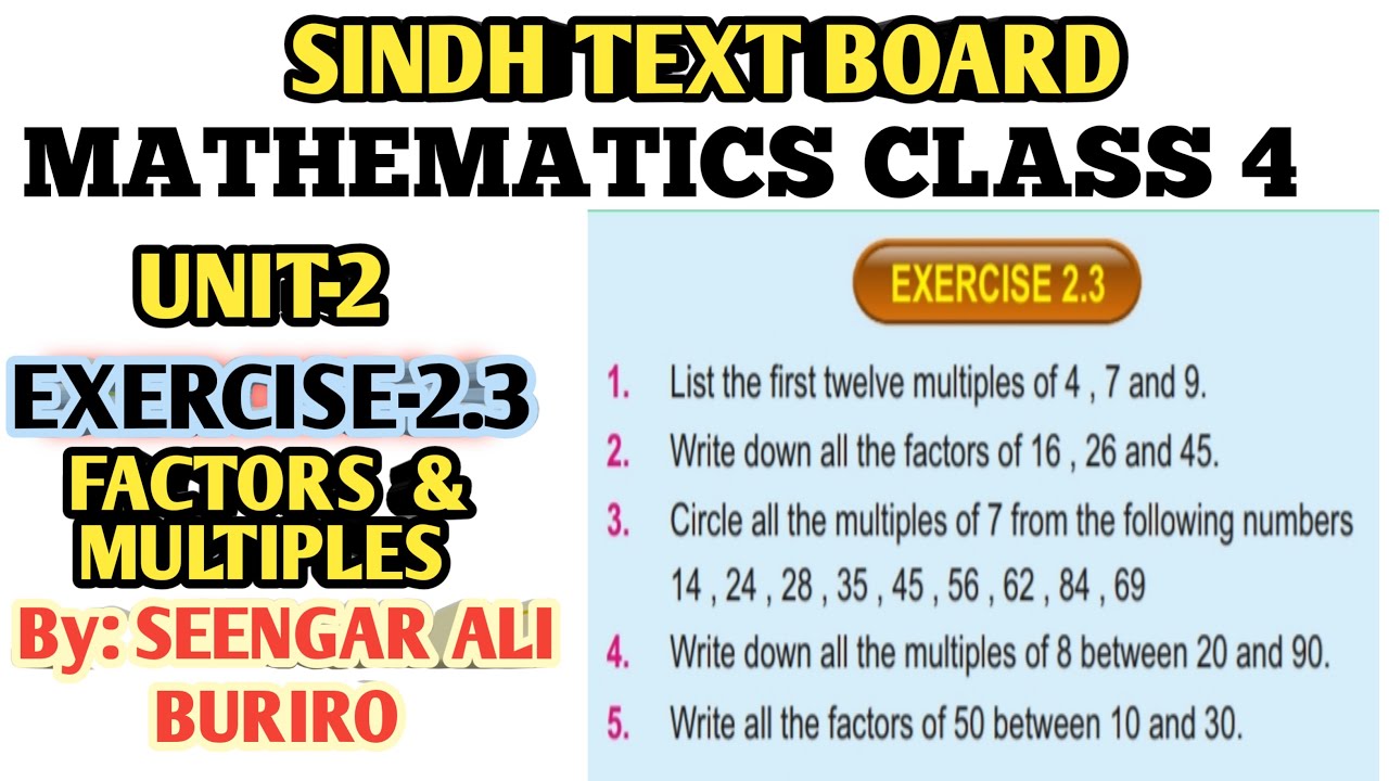 Factors | Multiples | Factors and Multiples | Exercise 2.3 | Unit 2 ...