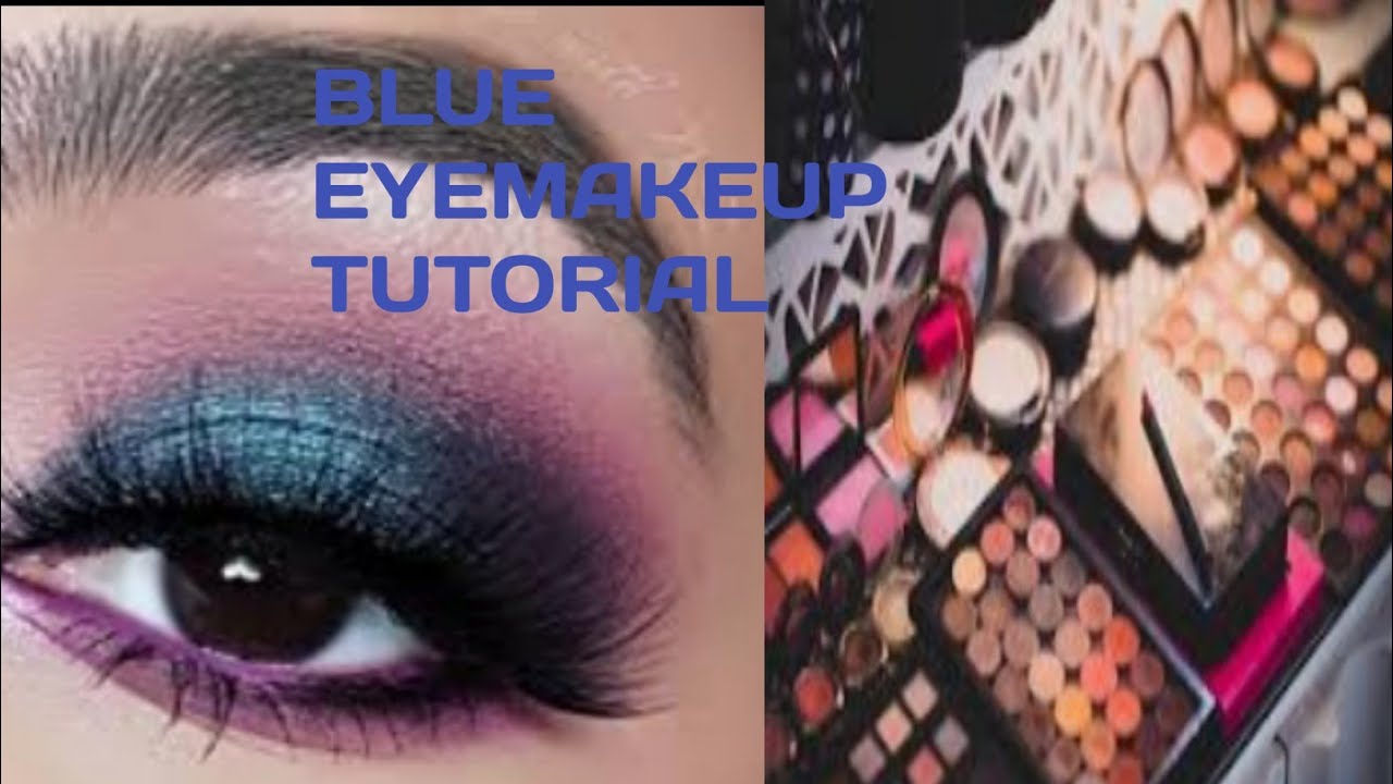 Blue Skyblue Eye Makeup With Pink Corner Blueeyemakeup