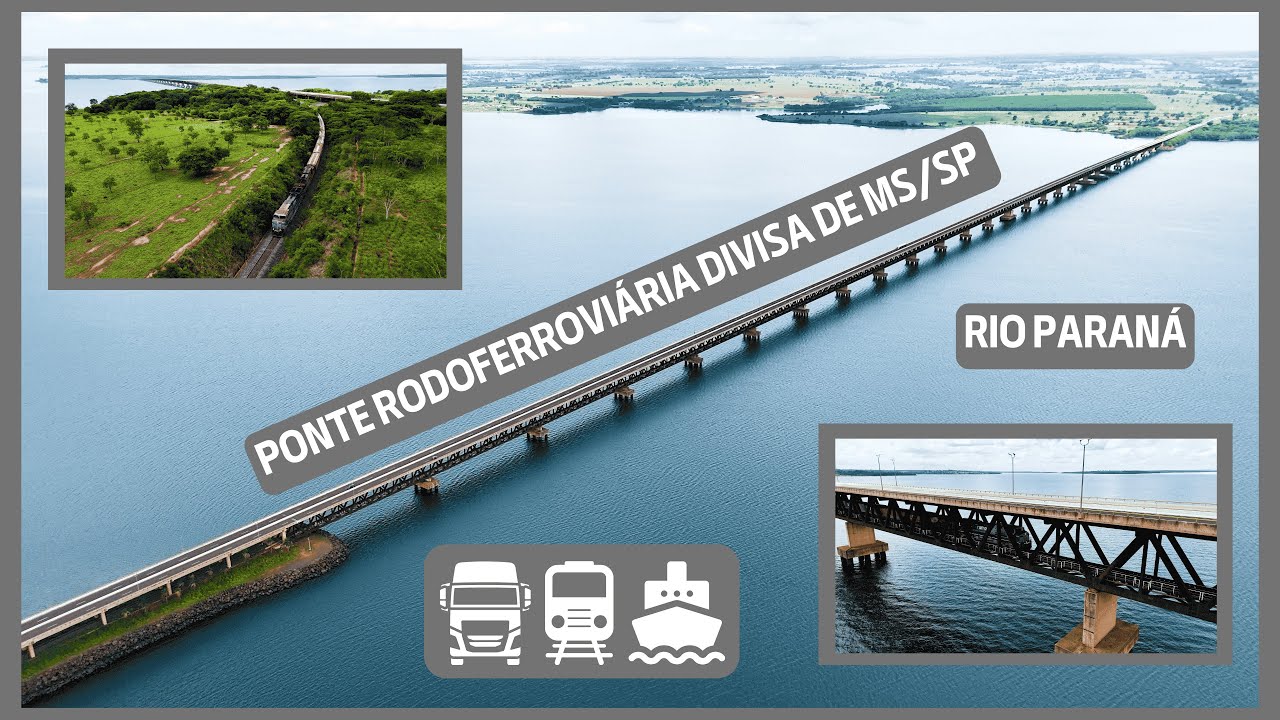 (4K) Maior Ponte rodoferroviária do Brasil, situada na divisa entre São ...