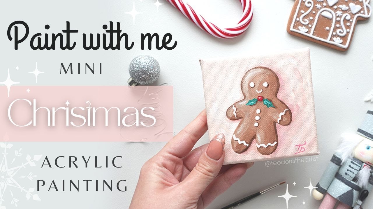 Christmas Acrylic Painting on Mini Canvas Paint with me: Cute ...