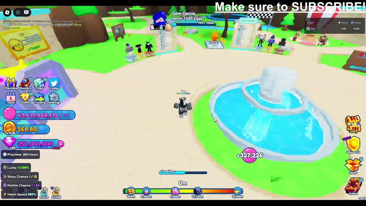 Bubble gum simulator infinity grinding bubbles - YouTube