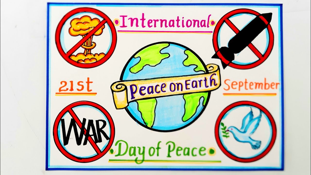 International Day Of Peace Drawing//World Peace Day Poster//How to Draw ...