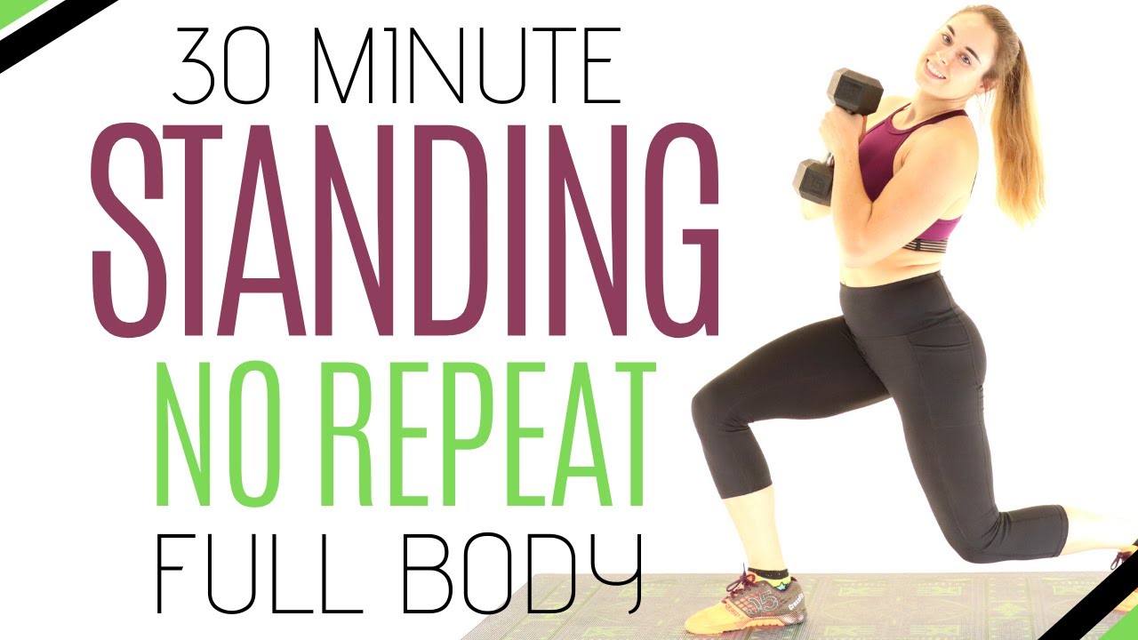 STANDING DUMBBELL FULL BODY WORKOUT: 30 Minute Low impact No Repeat/No ...
